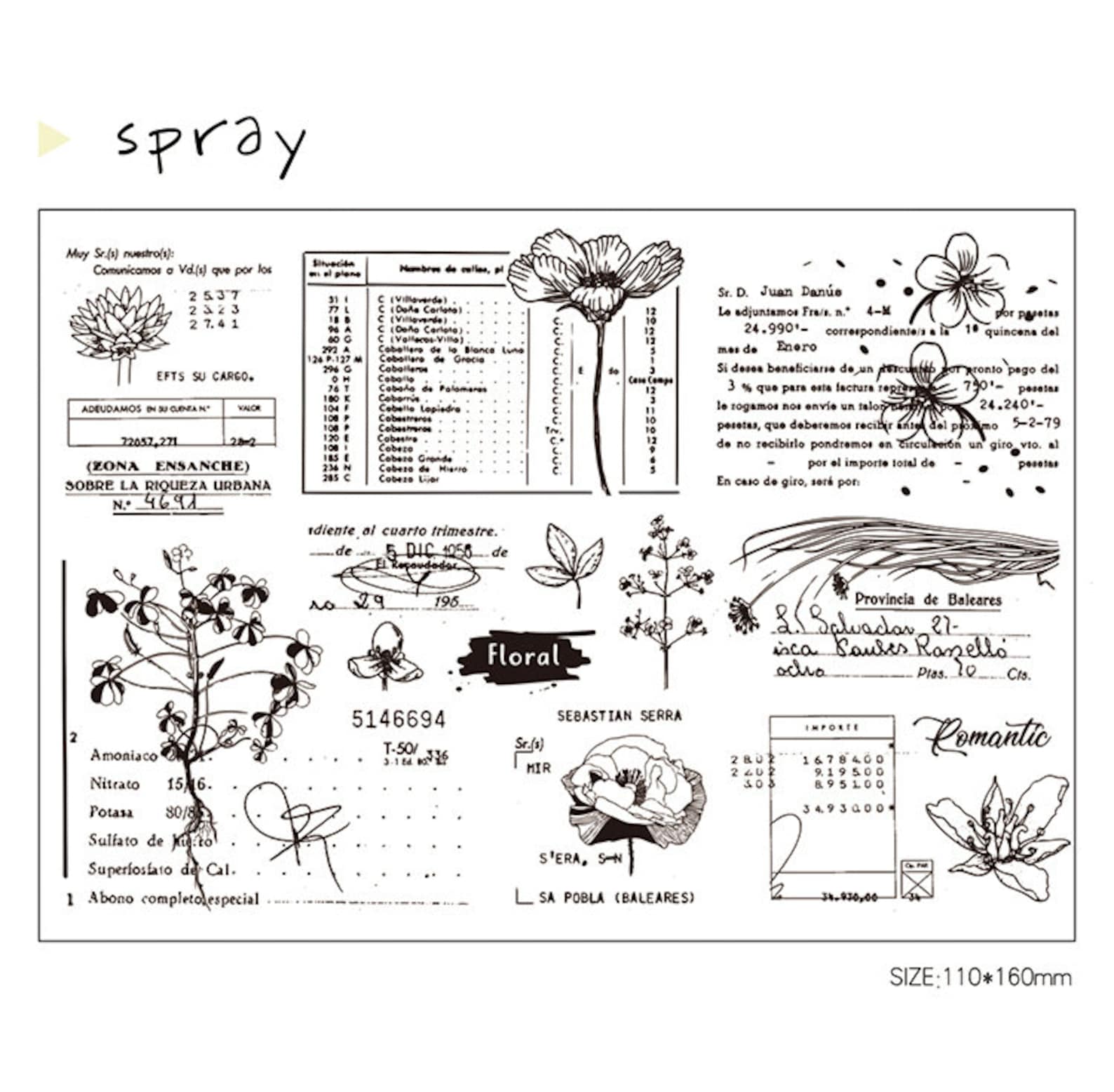 Floral Themed Acrylic Stamp Set Botanical Vintage Flower - Etsy