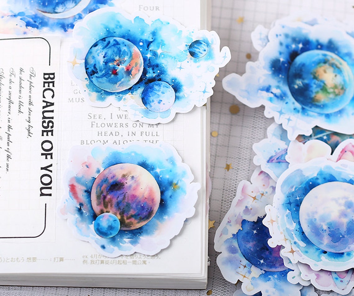 Planets Themed Stickers Pack Space Sticker Set Galaxy Moon - Etsy