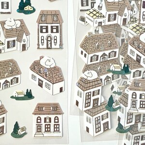 Cat House Stickers Sheet, Green Leaf Emboss, Mewmewbeam Kiss-cut ...