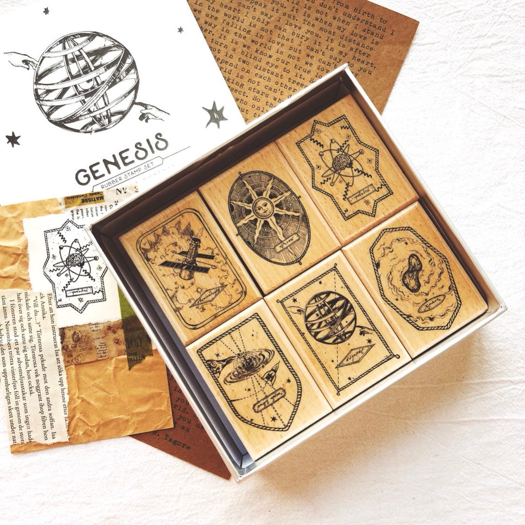 Genesis Rubber Stamp Set, Wooden Galaxy Themed Stamps, Space, Craft Kit ...