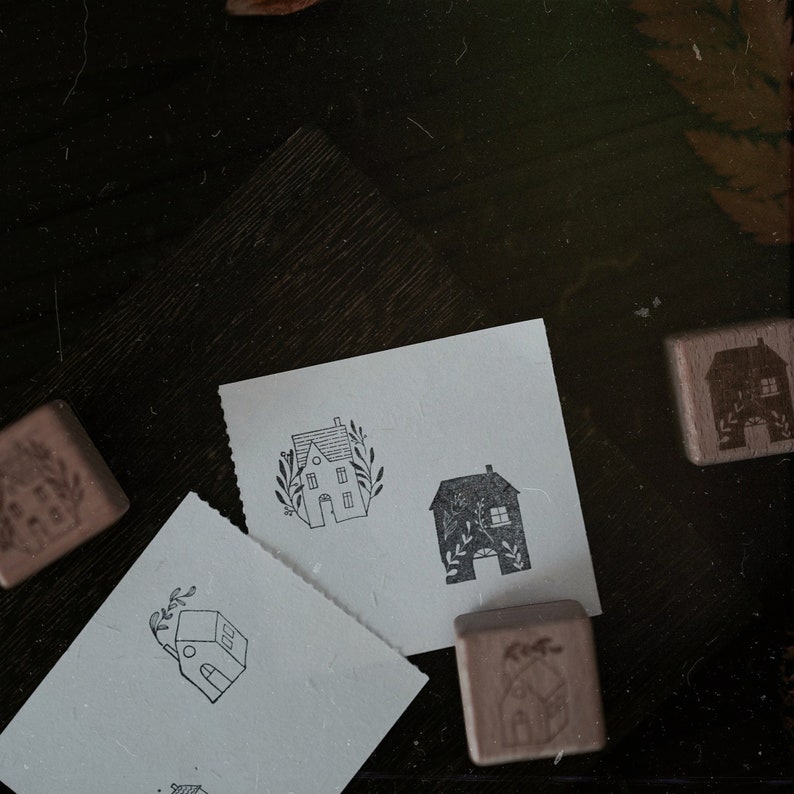 Little House Rubber Stamps, Flower House Wooden Stamp, Cottage Home ...