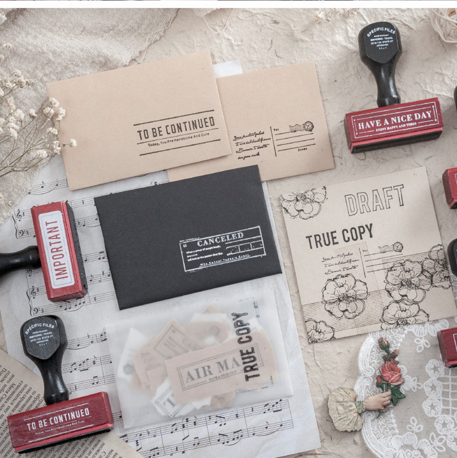 Old School Post Office Label Stamps, Wooden Handle Stamp, Air Mail ...
