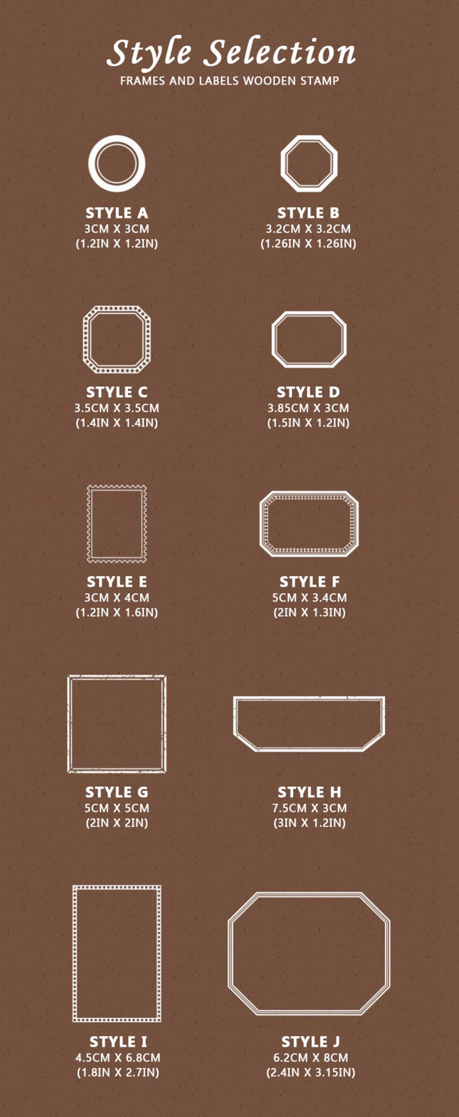 Frame and Label Wooden Stamps, Letterpress Vintage Style Tags Rubber ...