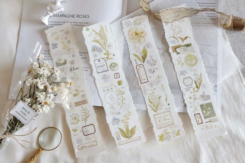TAPE SAMPLE, Freckles Tea Bell Flowers Masking Tape, Lily of the Valley ...