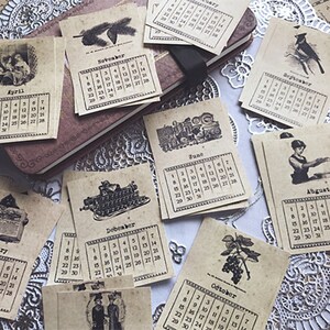 Retro Kraft Calendar Cards, Decoration for Vintage Journal, Junk ...
