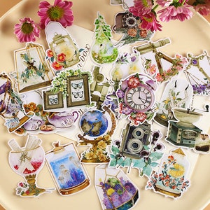 Vintage Objects Sticker Pack, Antique Treasures Sticker Set, Typewriter ...