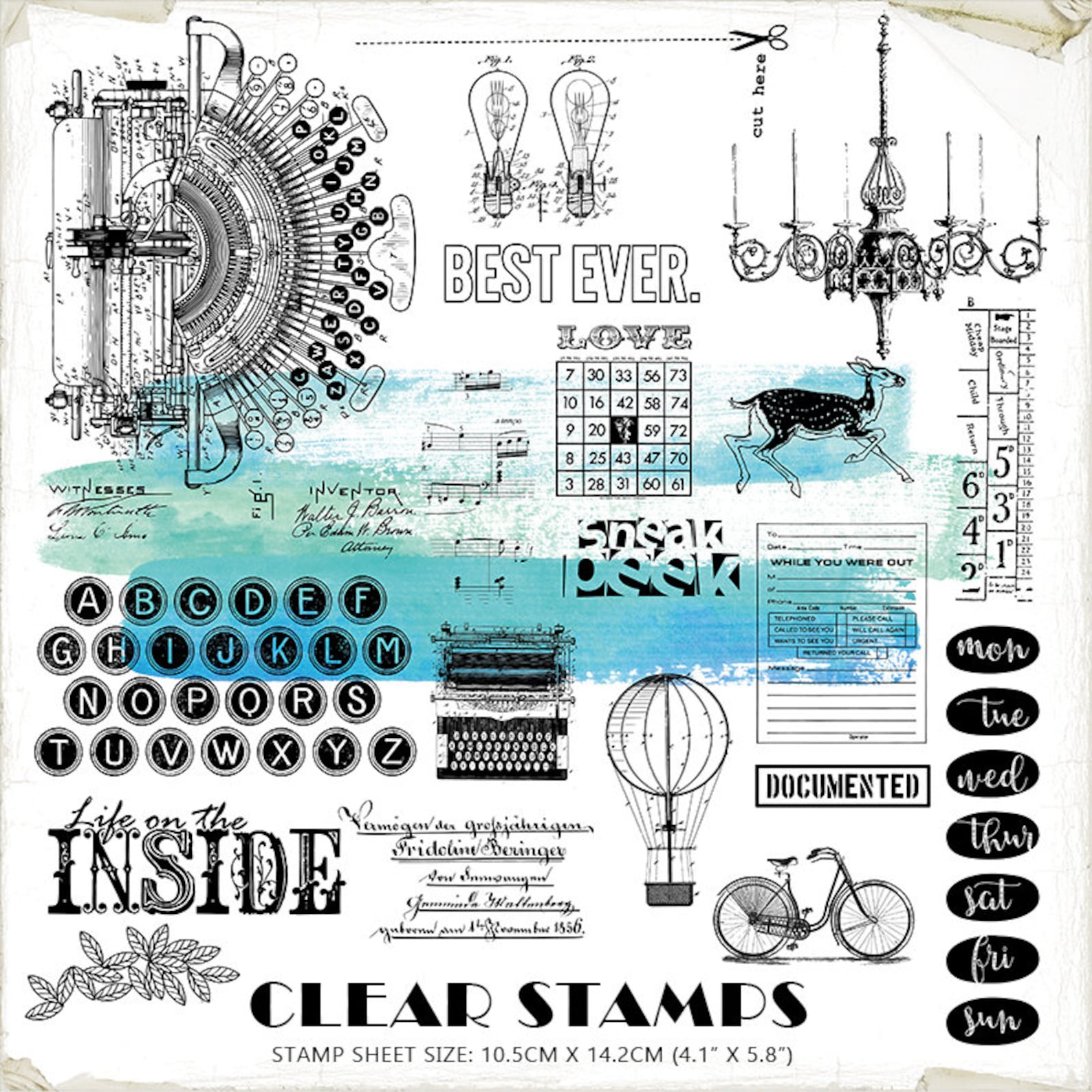 Vintage Journaling Acrylic Stamp Set, Junk Journal Stamps, Clear ...