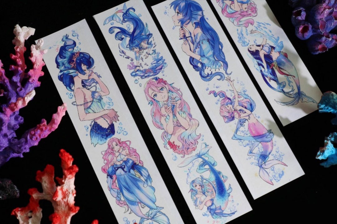 Mermaid Masking Tape, Girls Illustration Washi and PET Tape, Fairytale ...