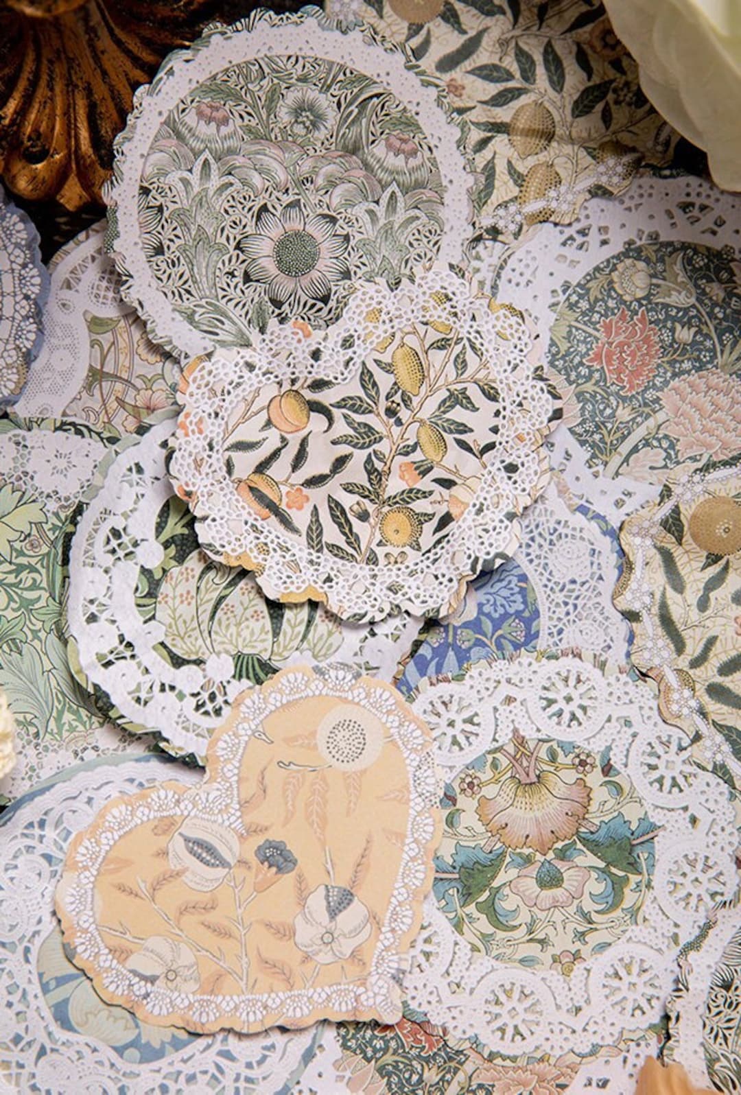 Art Nouveau Lace Paper Cards, Floral Textile Print, Vintage Print ...