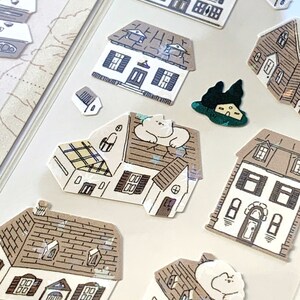 Cat House Stickers Sheet, Green Leaf Emboss, Mewmewbeam Kiss-cut ...