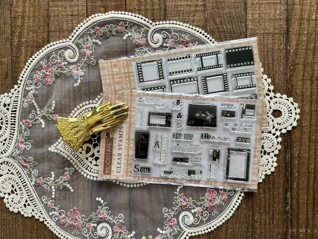 Film Strip Acrylic Stamp Set, Floral Picture Frame Stamps, Vintage ...