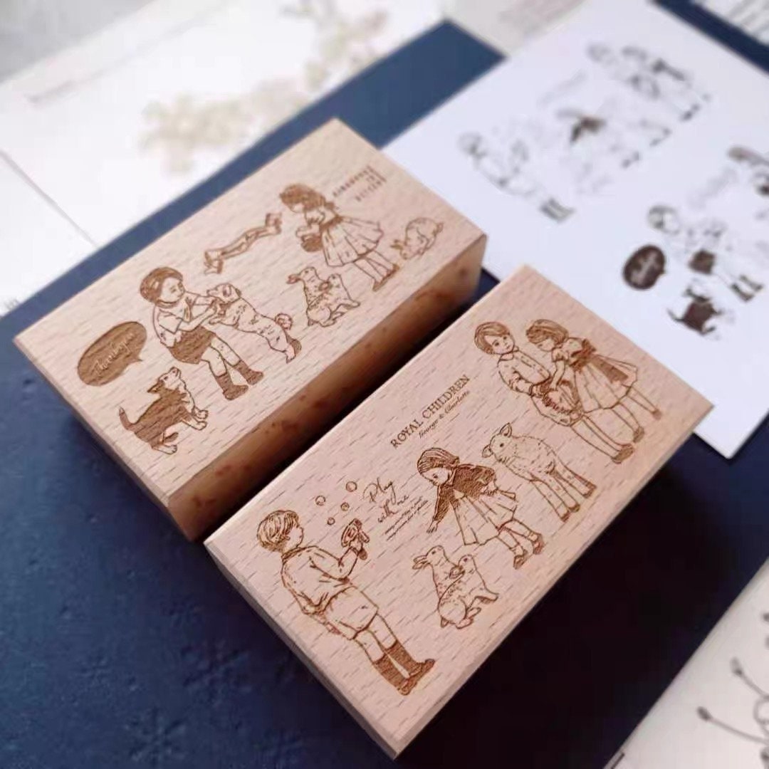 Royal Children Rubber Stamp Kumayankee Original Design Wooden - Etsy