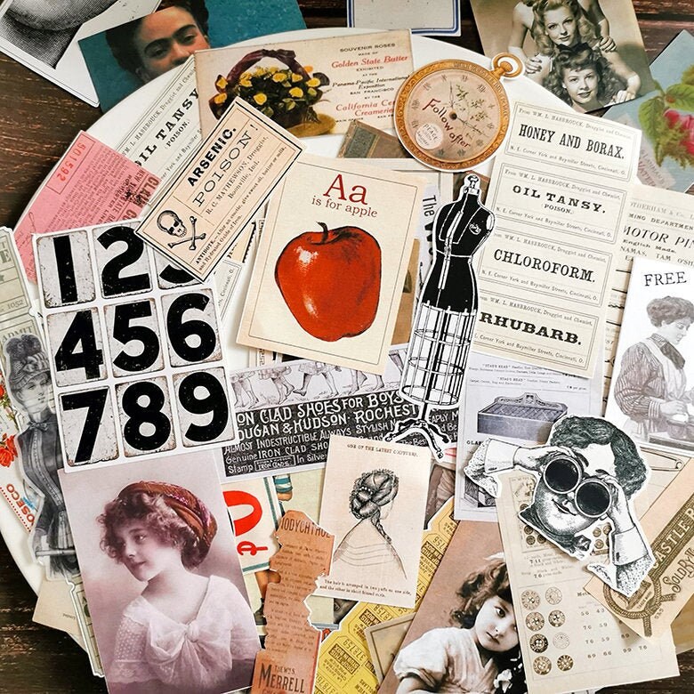 55PCS Vintage Stickers Pack Vintage Illustrations Stickers | Etsy