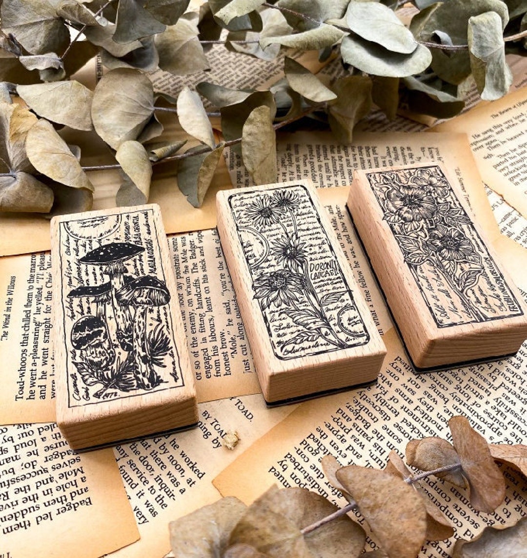 Botany Collection Rubber Stamp Set 1, Large Wooden Stamp, Sunflower ...