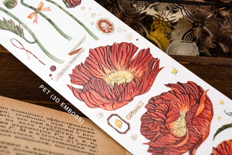Tape Sample, Red and White Poppy Flower Masking Tape, Reco Studio ...