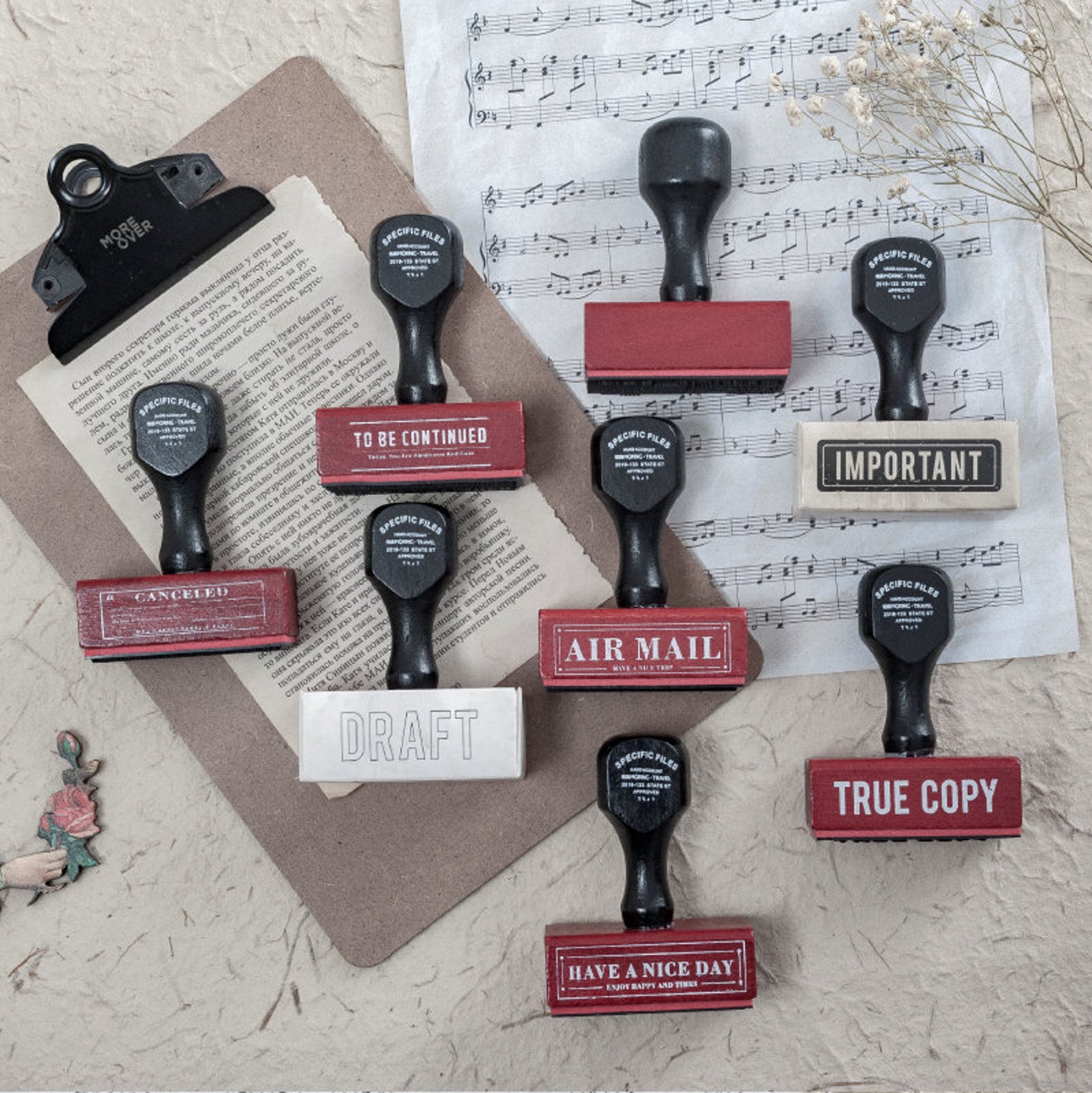 Old School Post Office Label Stamps, Wooden Handle Stamp, Air Mail ...