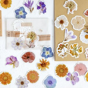 Pressed Flowers Stickers Set, Dried Flowers Stickers Pack, Floral ...