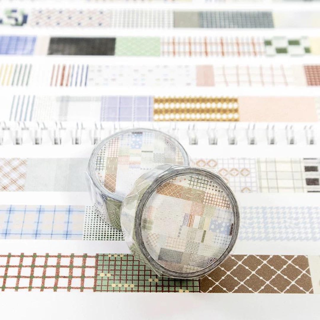 Grid Patterns 2 Masking Tape, Pastel Grid and Plaid Fabric Design Washi ...