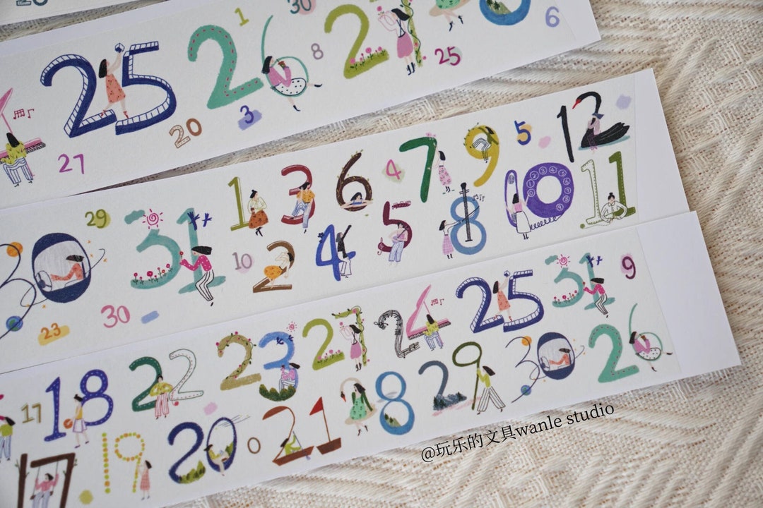 Wanle Studio Calendar Girls Washi Tape, Numbers Masking Tape, Journal ...