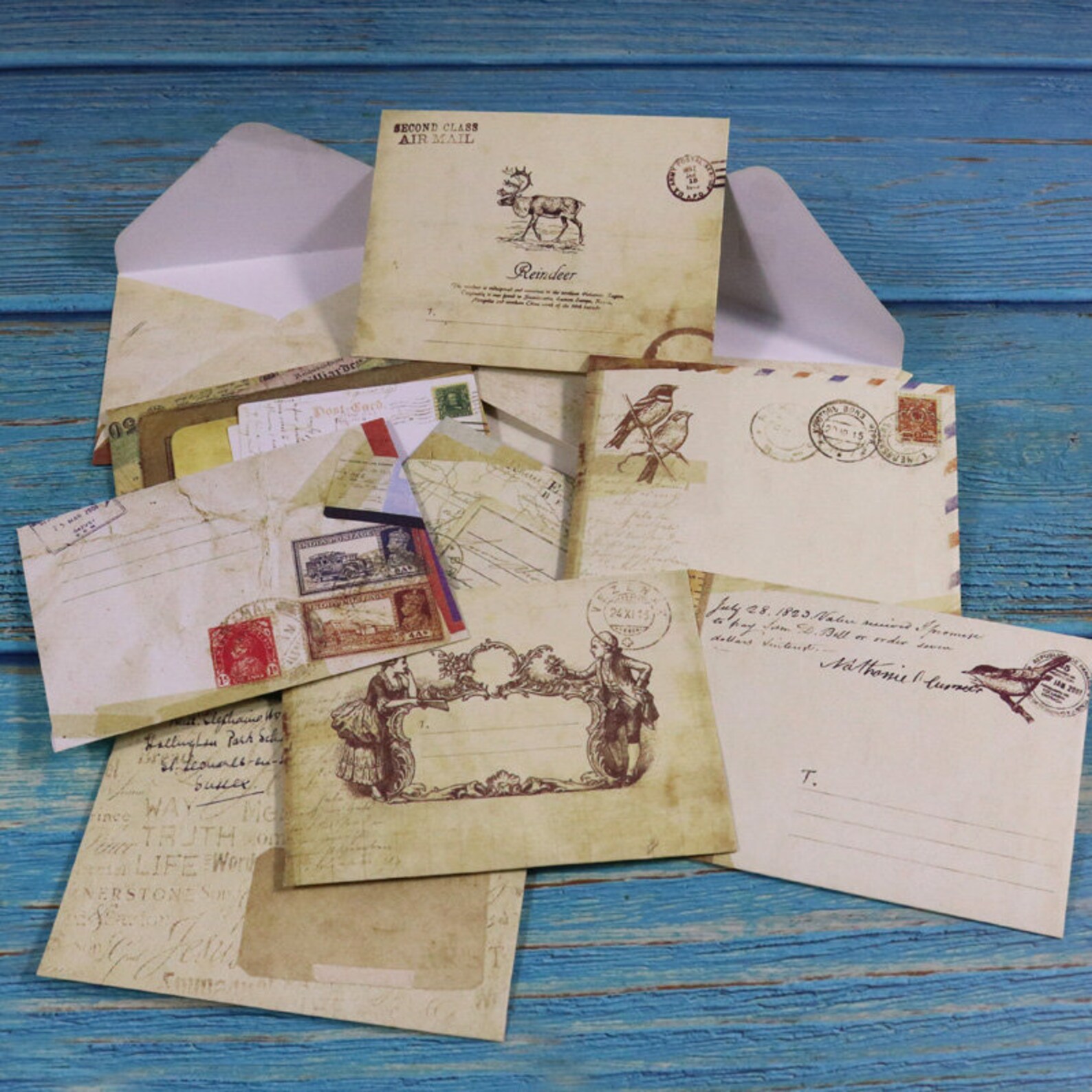 12 PCS Mini Vintage Print Envelopes Old School Postmark | Etsy
