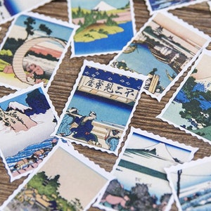 Japanese Woodblock Prints Sticker Set, Ukiyo-e Painting Stamps Stickers ...