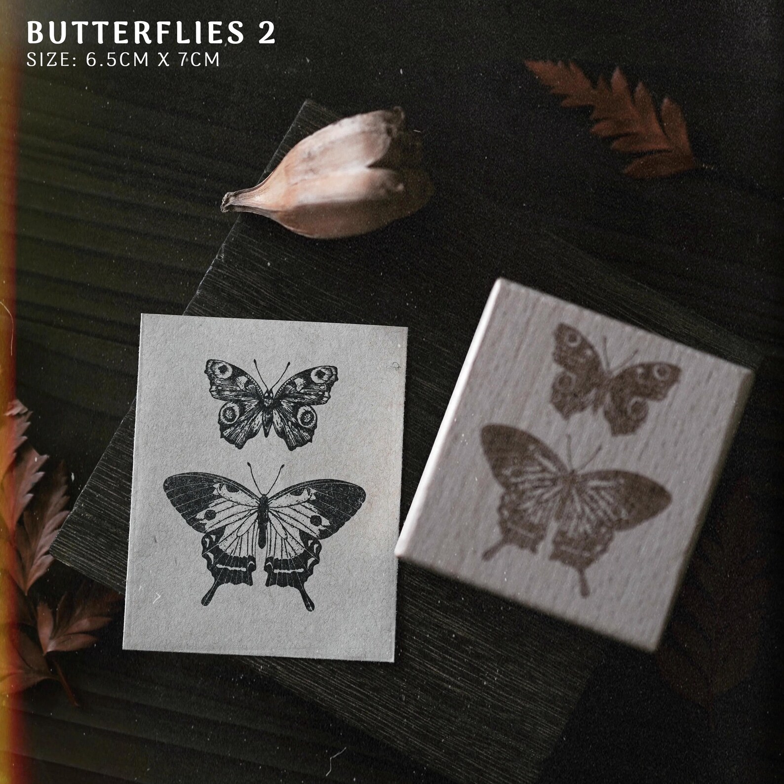 Large Butterfly Illustration Rubber Stamps, Butterflies Wooden Stamp ...