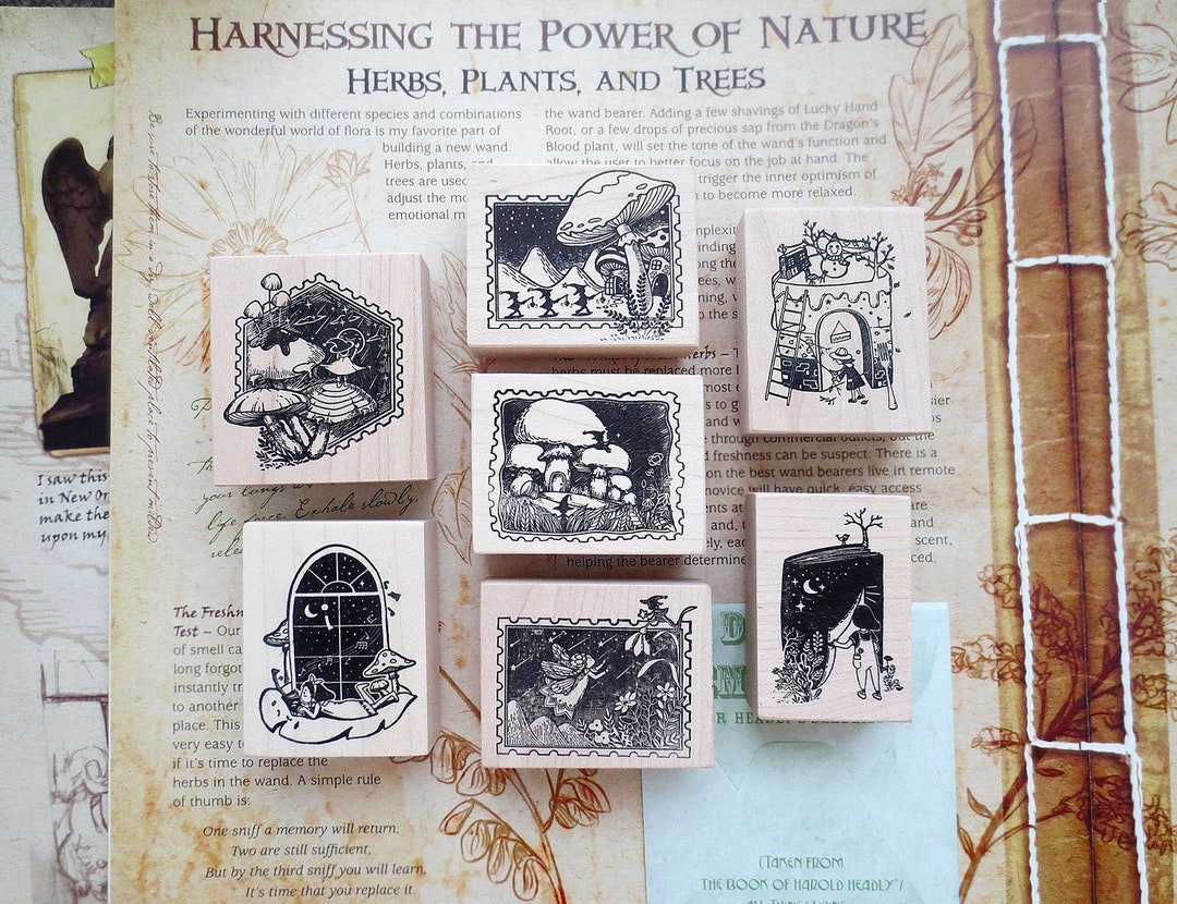 Mushroom Fairy Ligneous Stamp, A Night Stroll Series Rubber Stamp for ...
