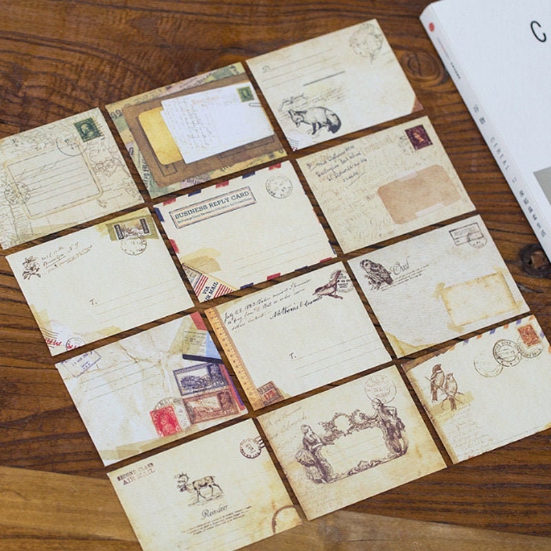 12 PCS Mini Vintage Print Envelopes Old School Postmark | Etsy