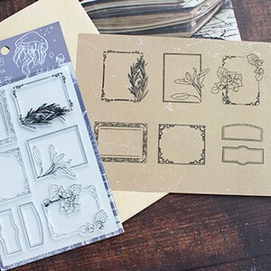 Plant Frames Acrylic Stamp Set, Floral Accent Stamps for Journaling ...