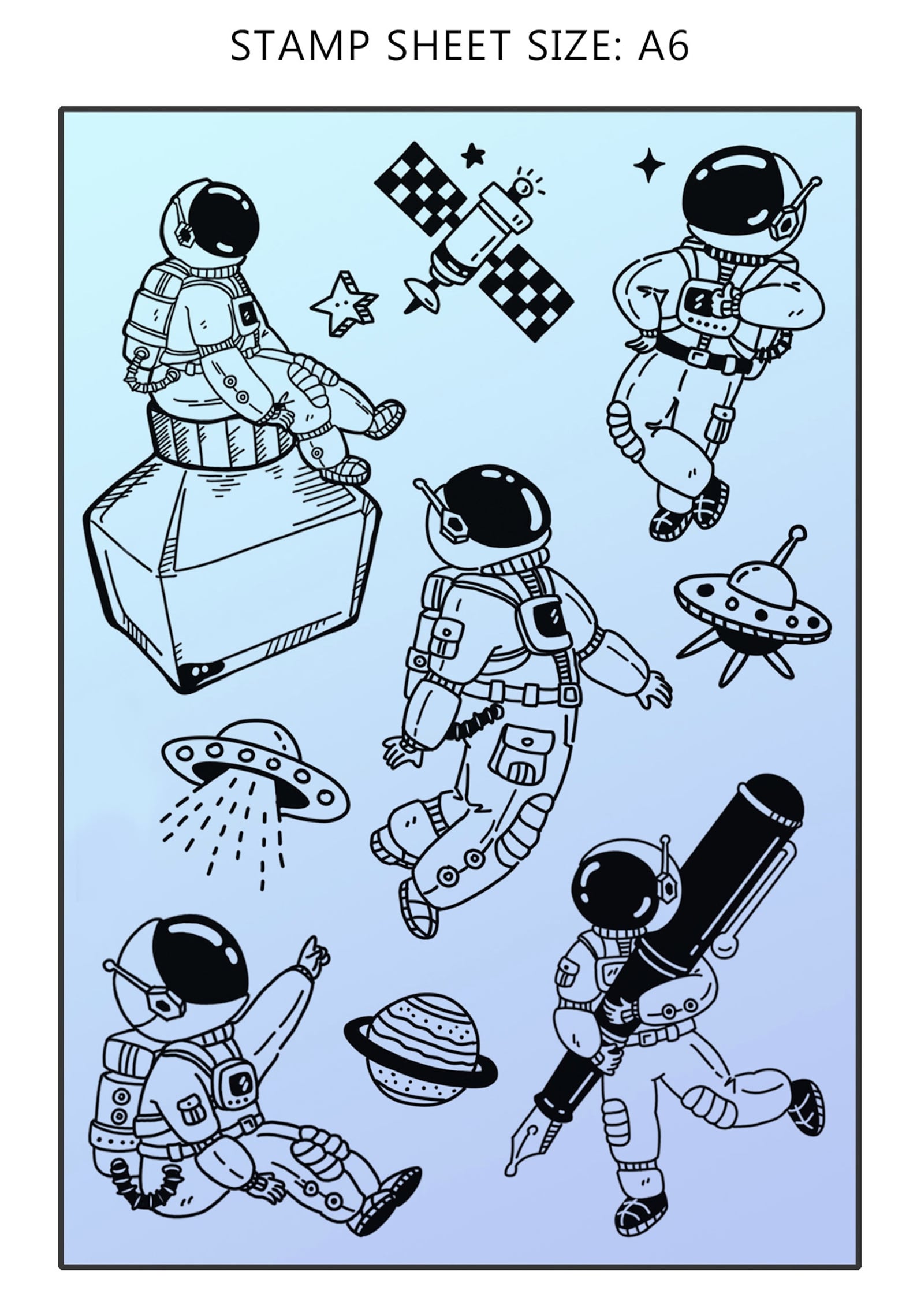 Astronaut and Stationery Acrylic Stamp Set, Planner Tools Stamps, Ink ...