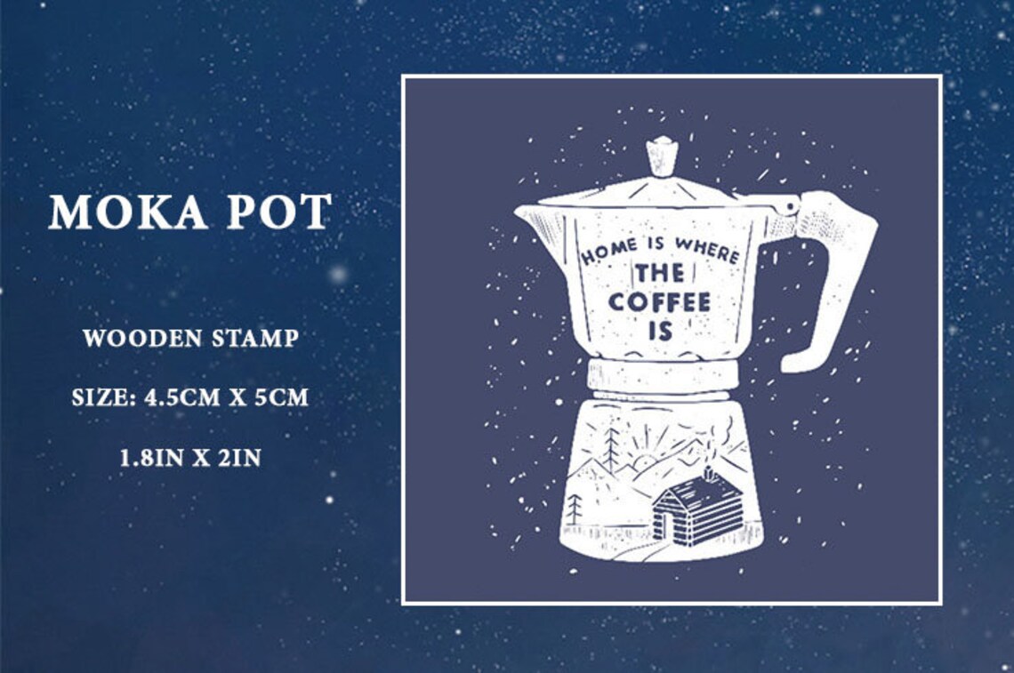 Coffee Press Rubber Stamp Moka Pot Coffee Maker Mountains - Etsy