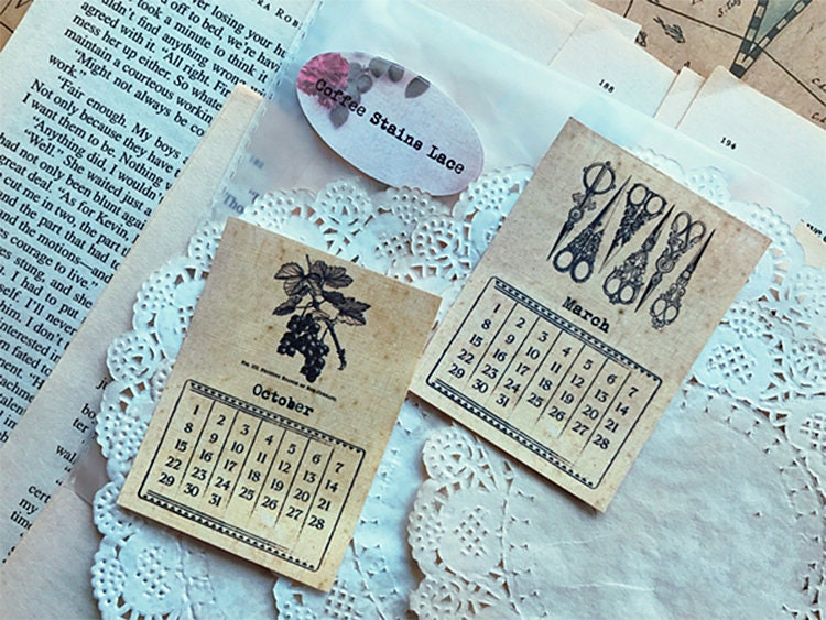 Retro Kraft Calendar Cards Decoration for Vintage Journal - Etsy