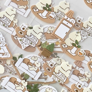 Stay at Home Stickers Sheet, House Cat, Mewmewbeam Kiss-cut Sticker ...