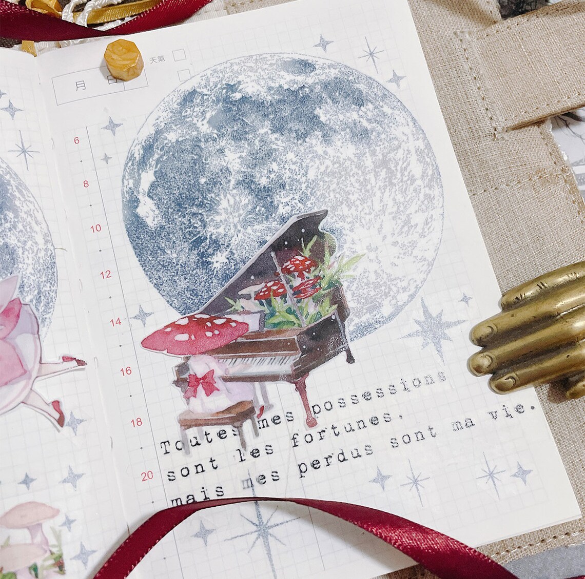 Extra Wide Moon Face Illustration Washi Tape Lunar Phase - Etsy