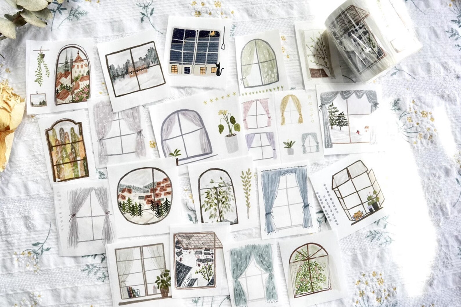 Wanle Studio Windows Washi Tape, Outdoor Landscape Illustration Masking ...