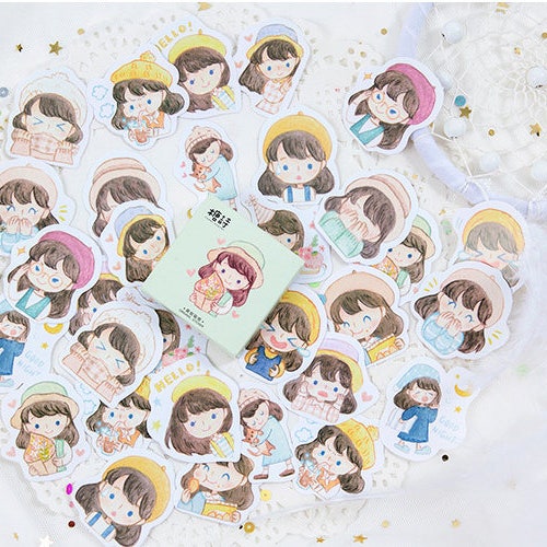 Girls Illustration Sticker Pack Flower Girl Stickers Series - Etsy