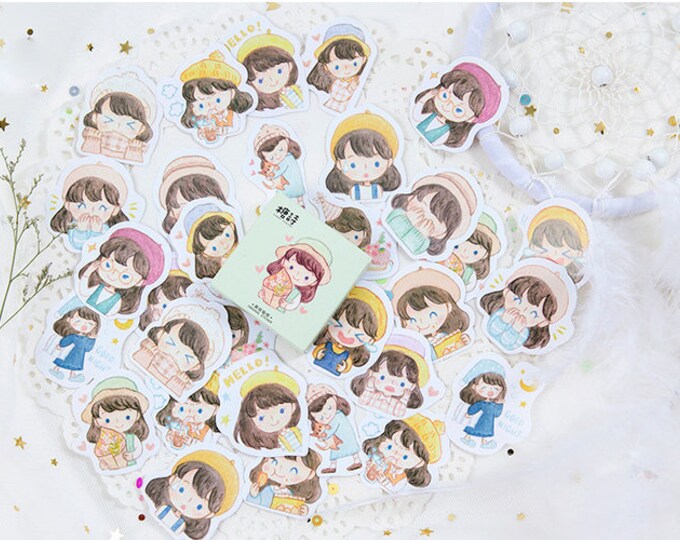 Girl Emoji Sticker Set, Girls Daily Life Planner Stickers, Sticker ...