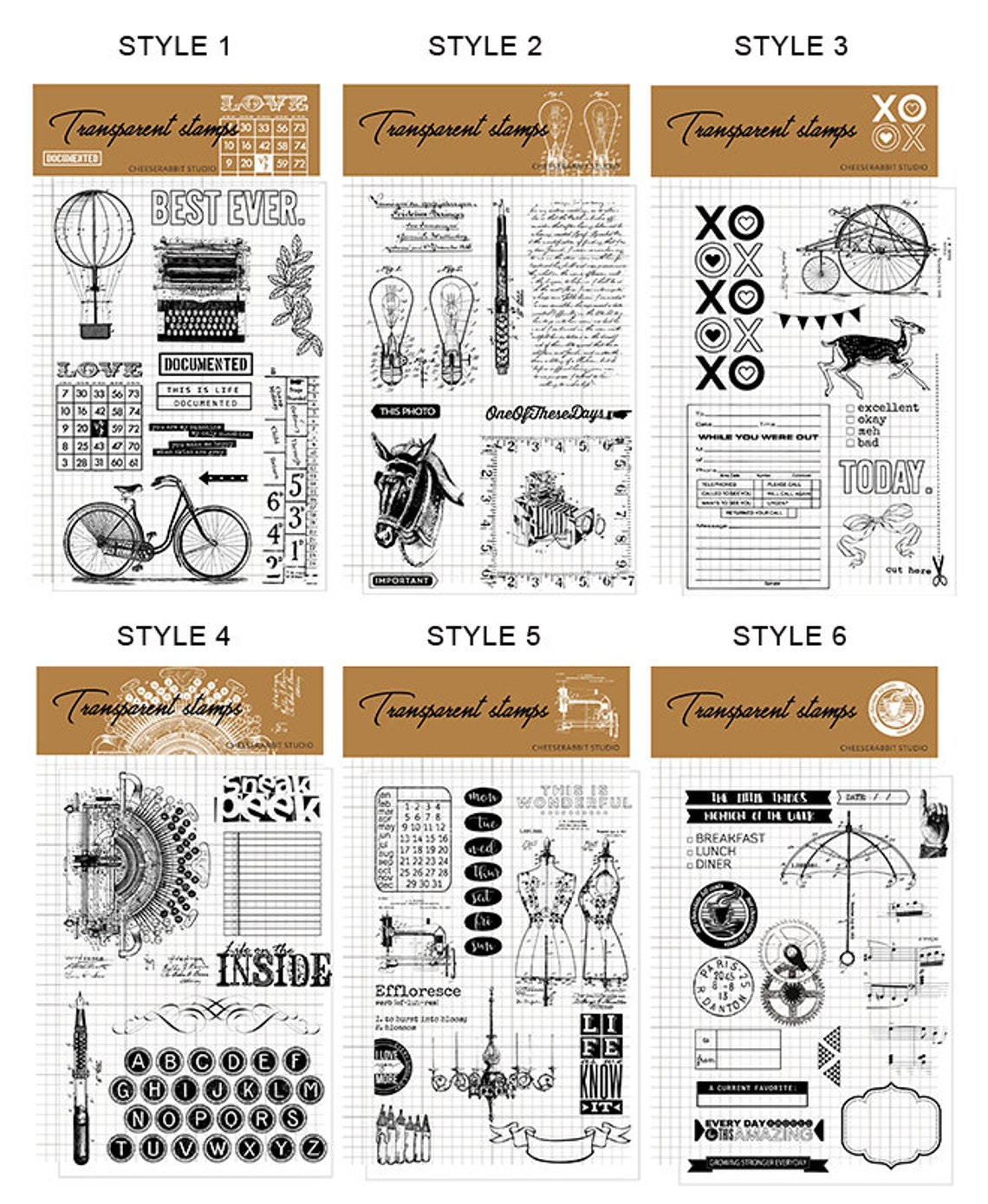Vintage Journaling Acrylic Stamp Set, Junk Journal Stamps, Clear ...