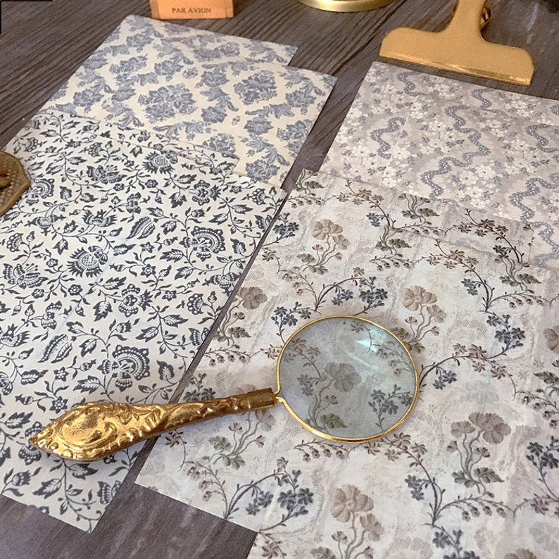 Retro Floral Collage Paper, 8 Sheets of Flower Wallpaper Themed ...