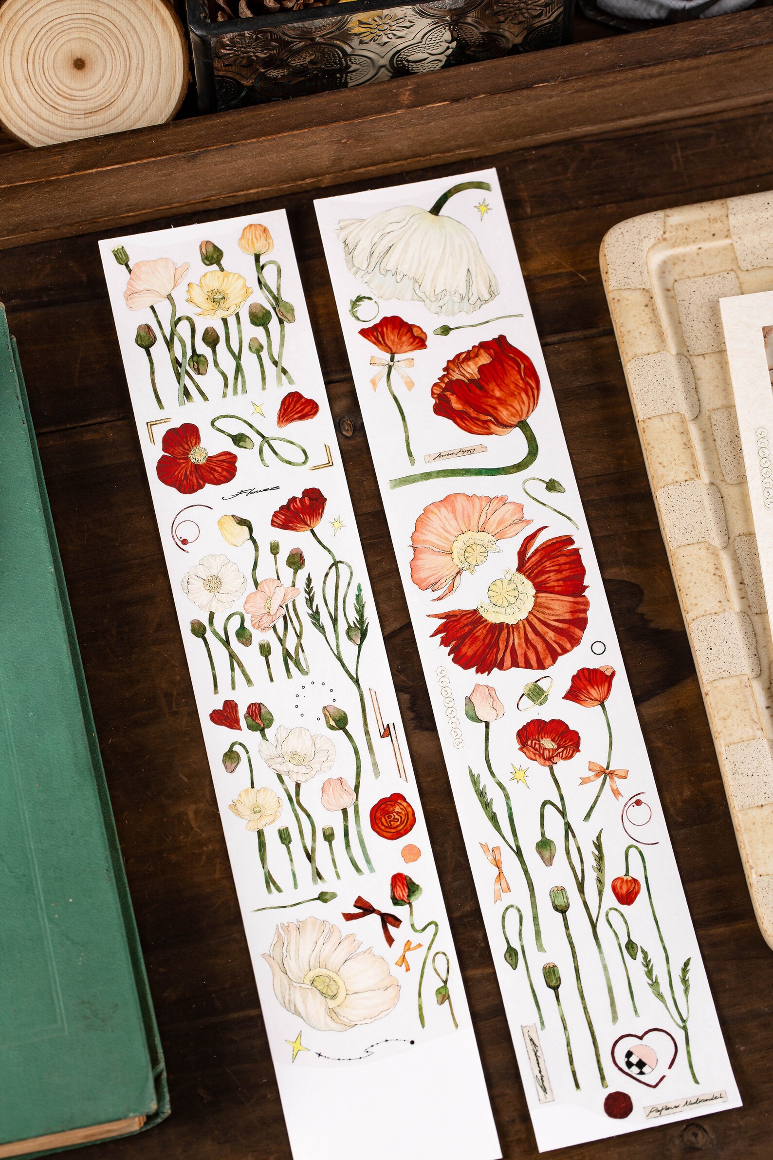Tape Sample, Red and White Poppy Flower Masking Tape, Reco Studio ...