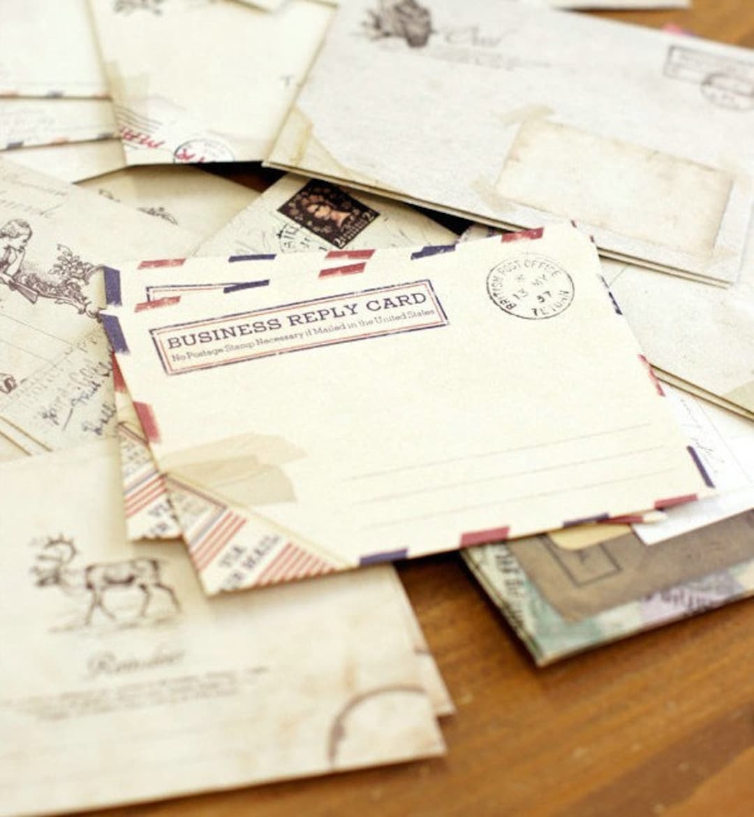 12 PCS Mini Vintage Print Envelopes, Old School Postmark Envelopes ...