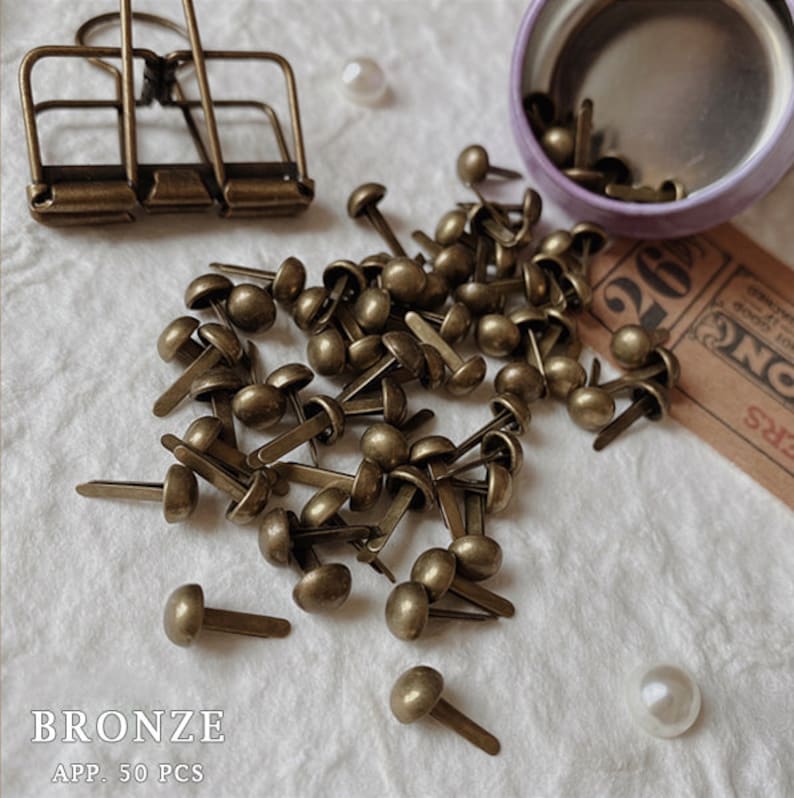 Mini Brads and Paper Clips Vintage Gold Silver Bronze - Etsy