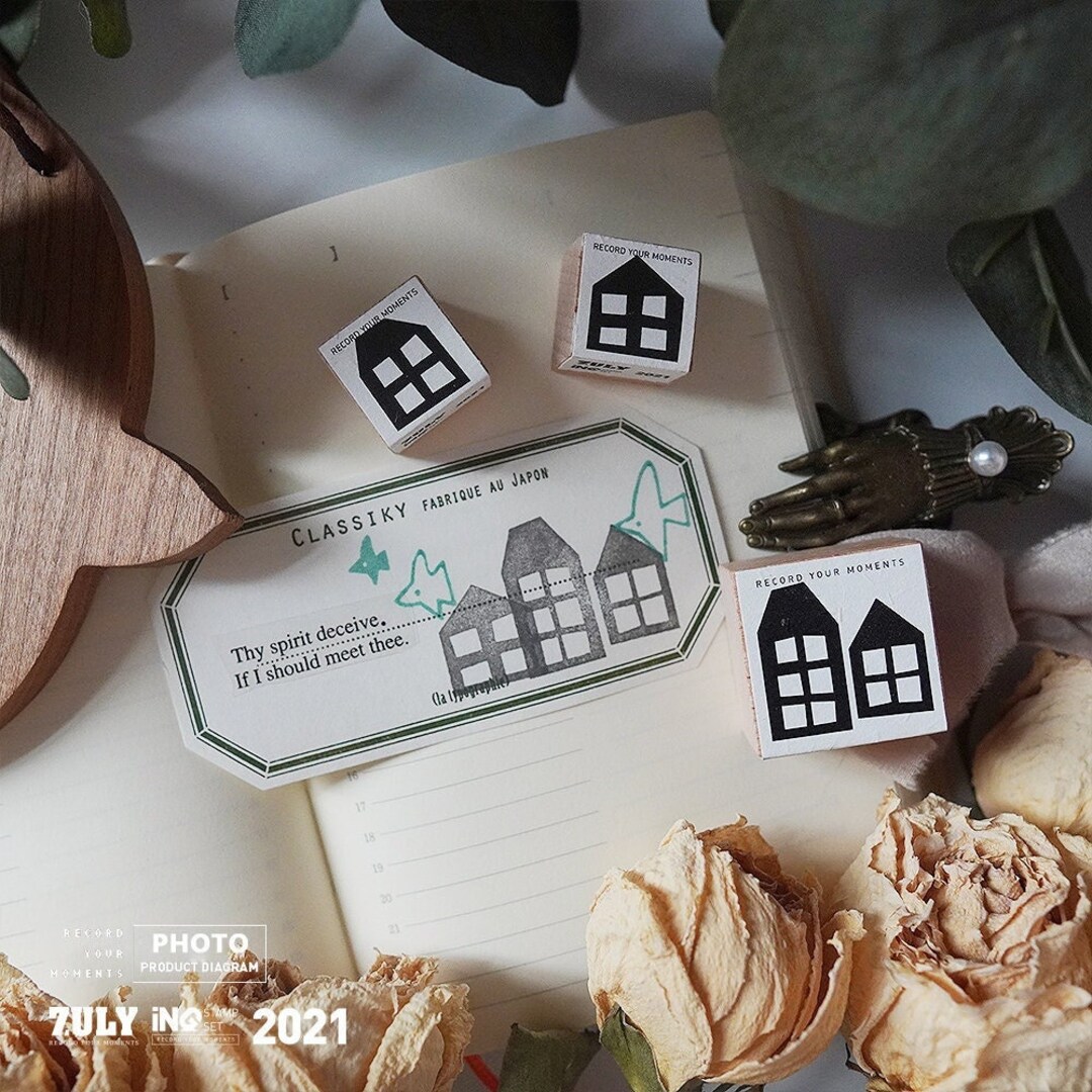 Decorative Embellishment Rubber Stamps Set, Little House, Frame, Dots ...
