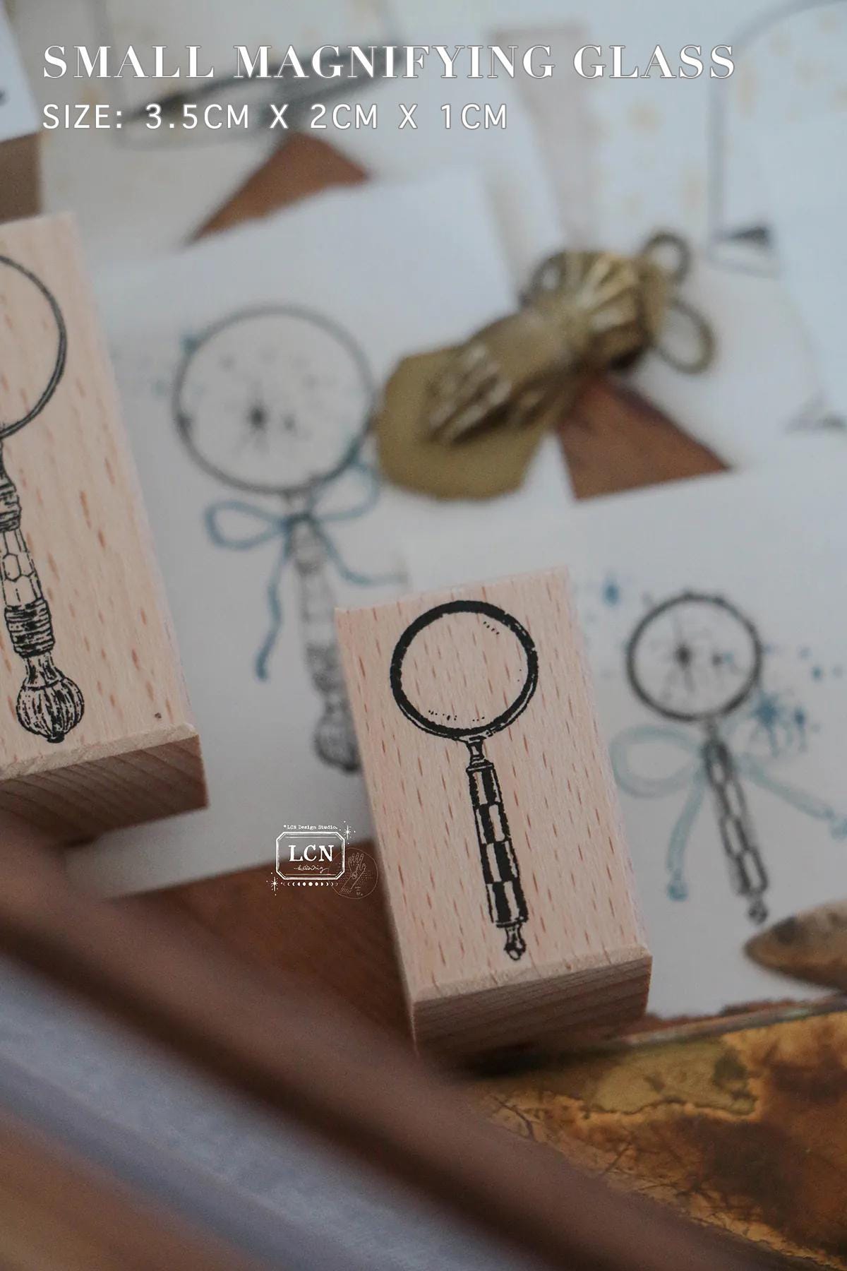 Magnifying Glass Rubber Stamp, LCN Design Studio Lignous Stamp, Lin ...