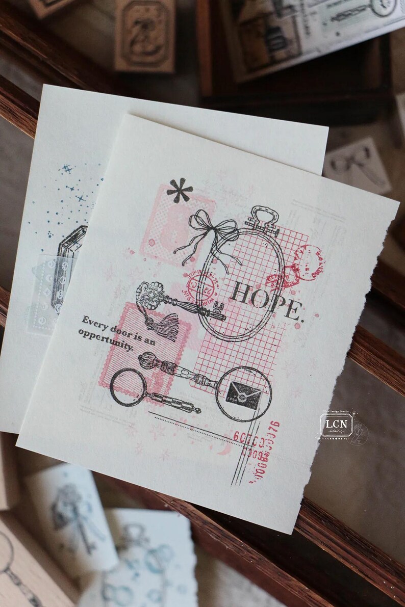 Magnifying Glass Rubber Stamp, LCN Design Studio Lignous Stamp, Lin ...