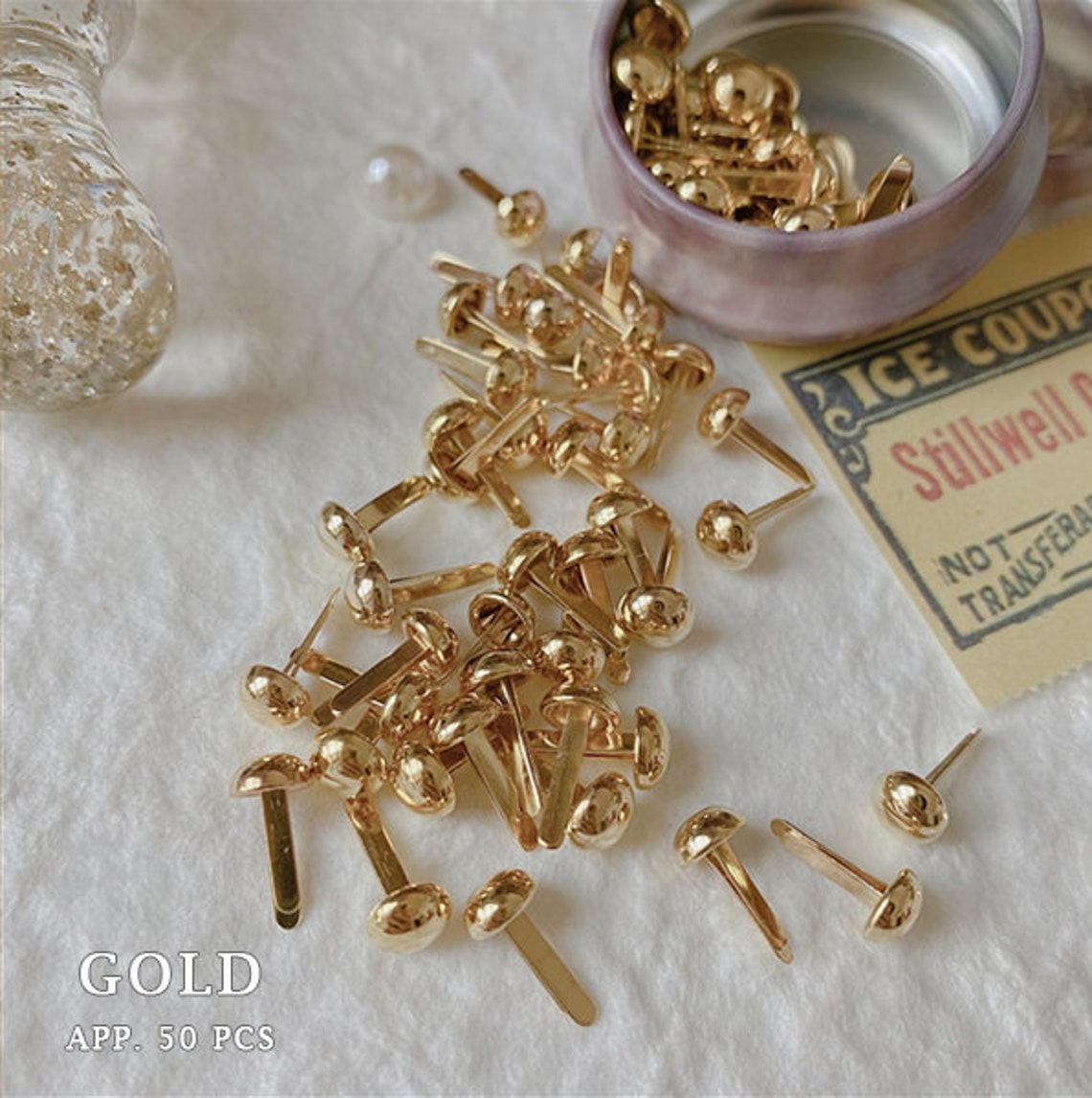 Mini Brads and Paper Clips Vintage Gold Silver Bronze - Etsy