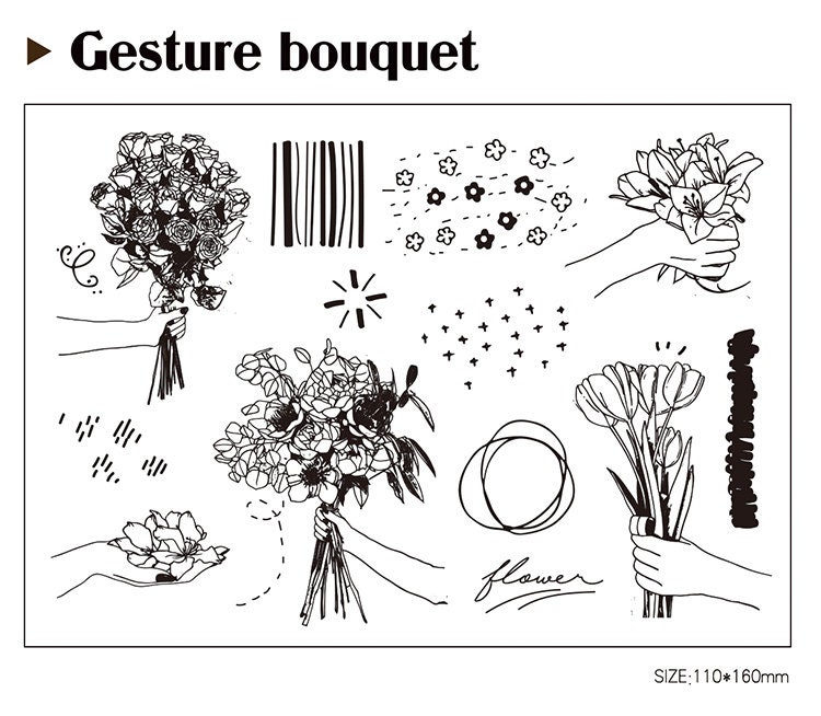 Floral Themed Acrylic Stamp Set Flower Bouquet Lettering - Etsy