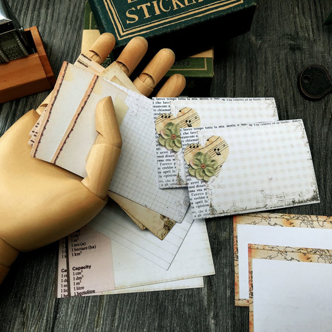 Vintage Style Note Cards Collage Memo Paper Retro Junk | Etsy