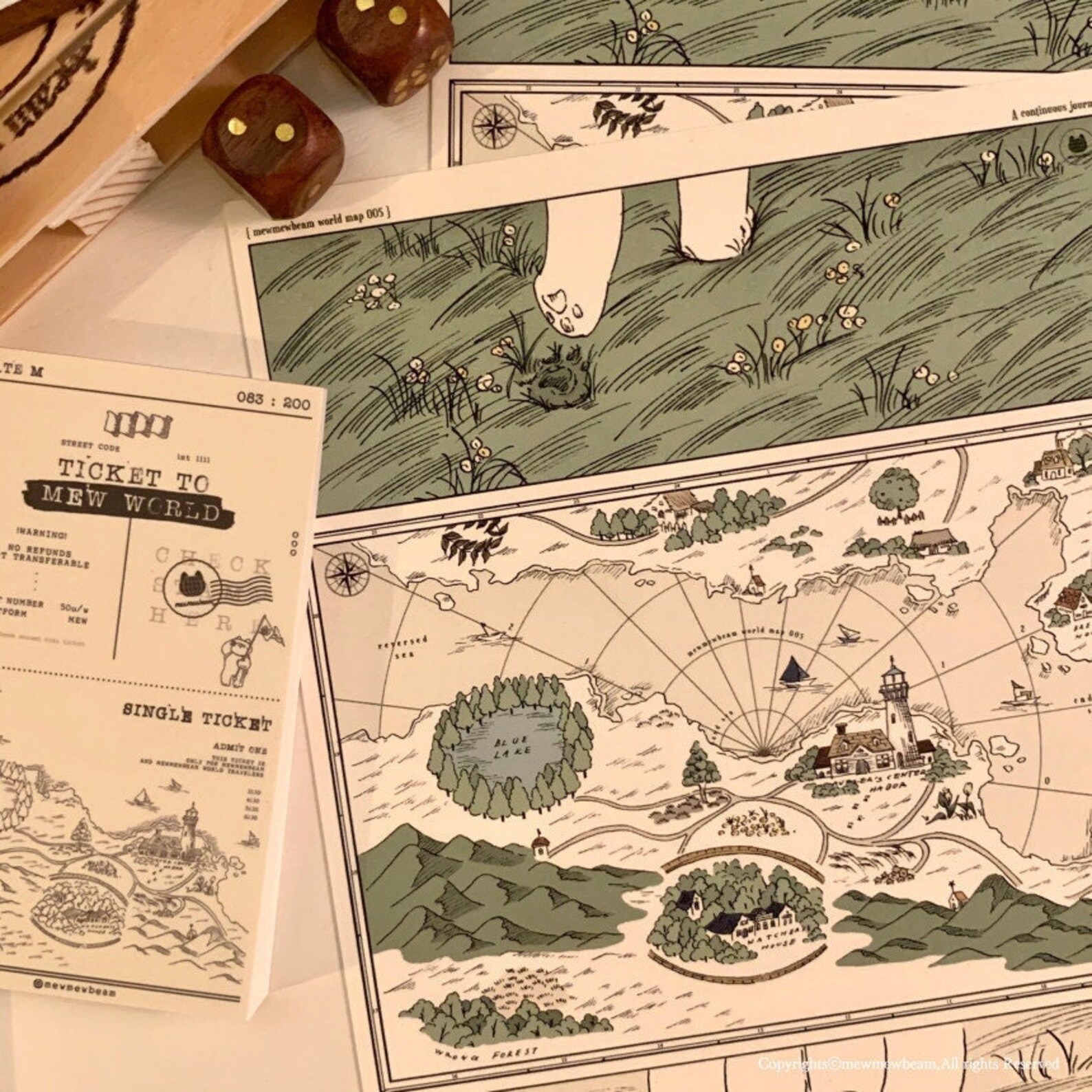 Mewmewbeam World Map Postcards Set Artist Illustrated Post - Etsy