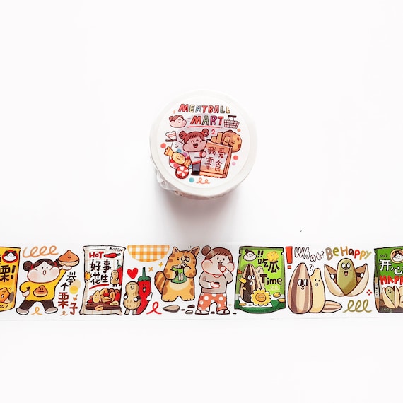 I Love Snacks Washi Tape Meatball Mart Series Masking Tape | Etsy